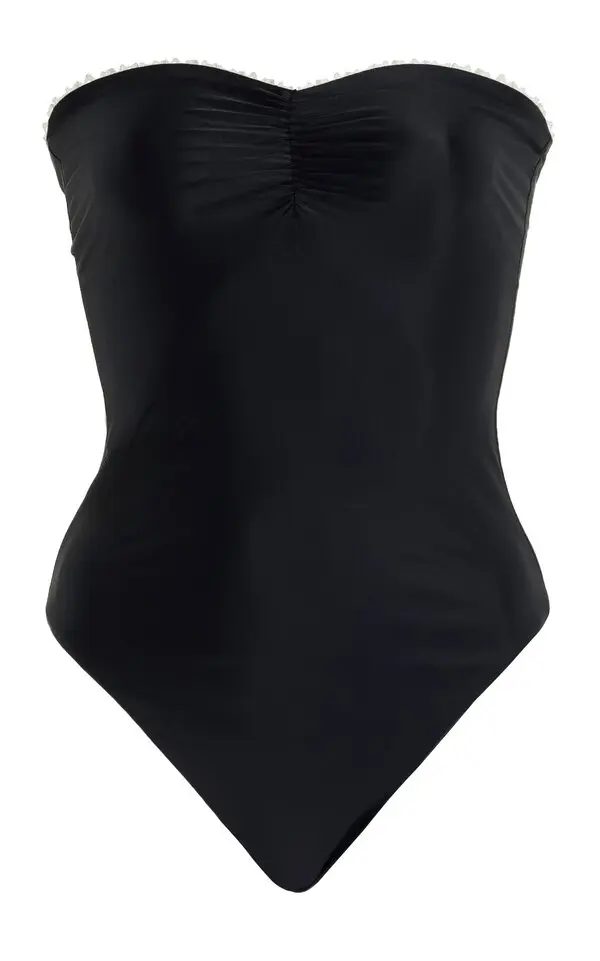 MARE PERPETUA Embellished Bandeau One Piece Swimsuit - Black