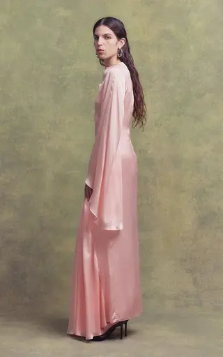 De La Vali Hausos Draped Satin Maxi Dress - Pink
