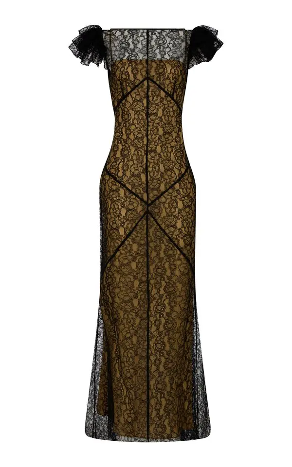 DE LA VALI Nephele Lace Gown - Black