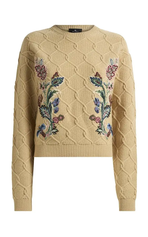 Etro Embroidered Wool-cashmere Sweater - Nude