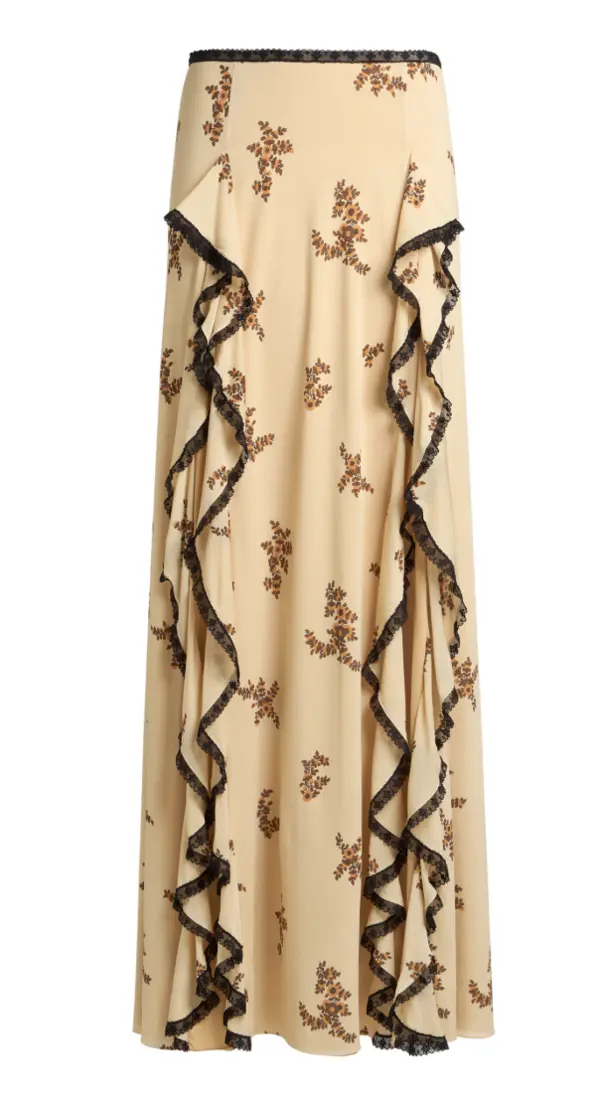 Etro Ruffled Crepe Maxi Skirt - Nude