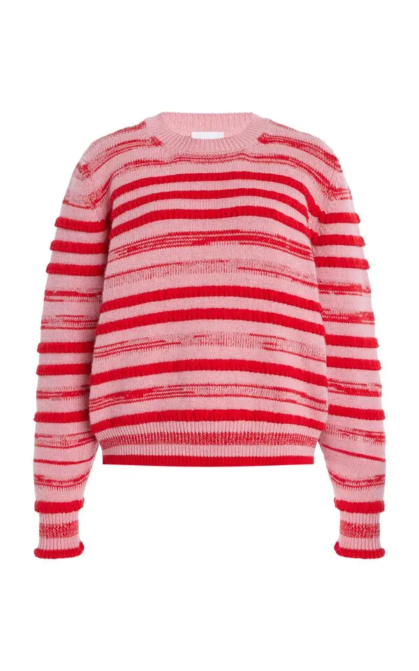 BARRIE Ruffled Striped Cashmere Pullover - Stripe