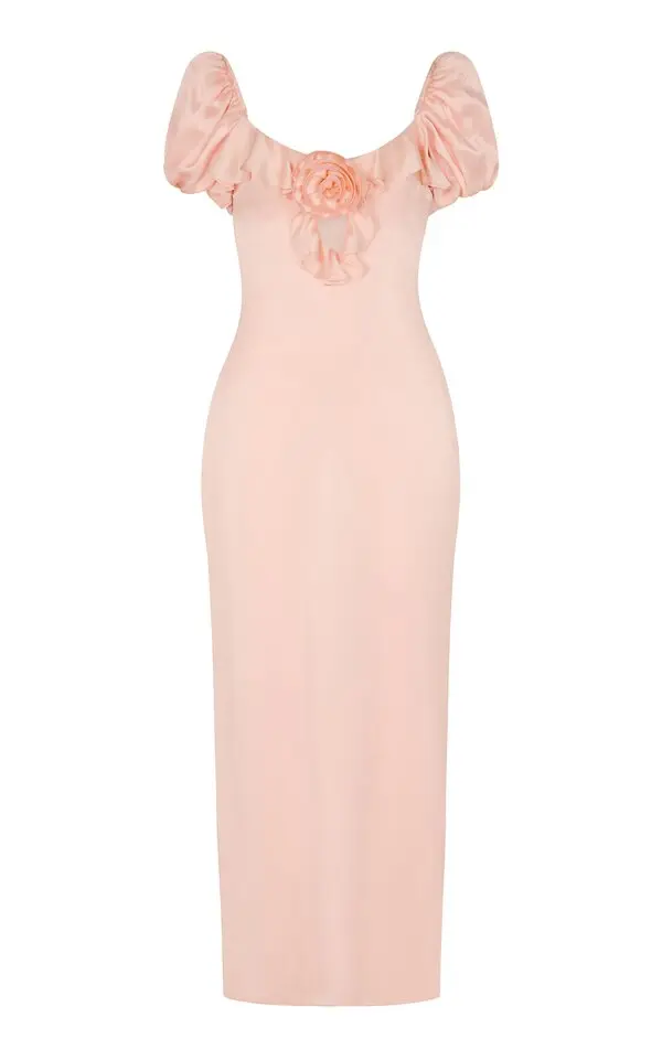 DE LA VALI Eden Ruffled Maxi Dress - Pink