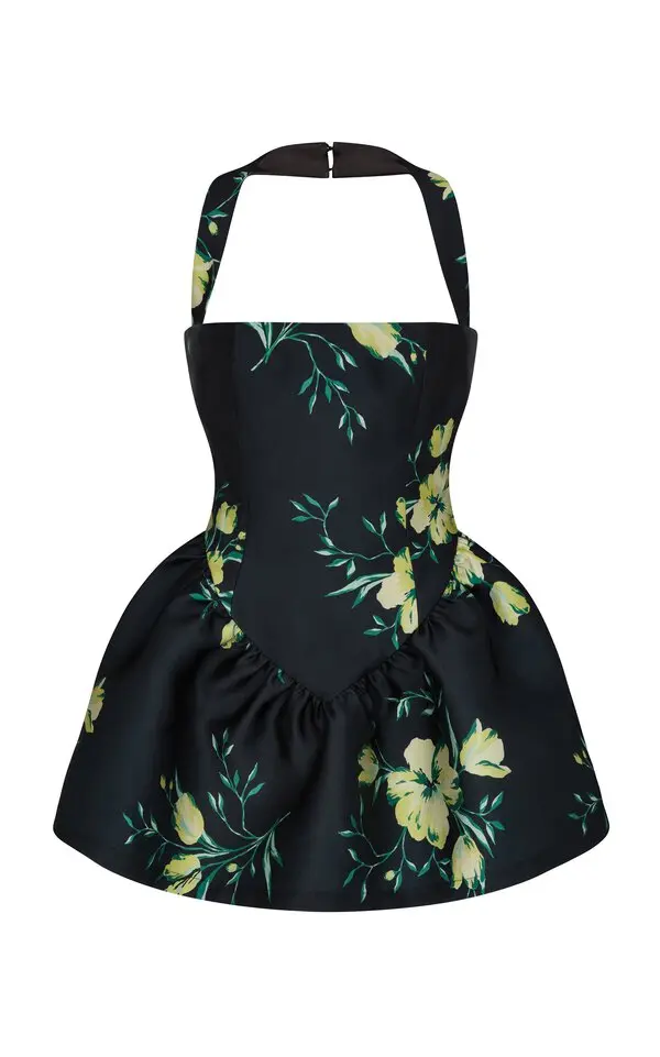 DE LA VALI Aura Floral Mini Dress - Black