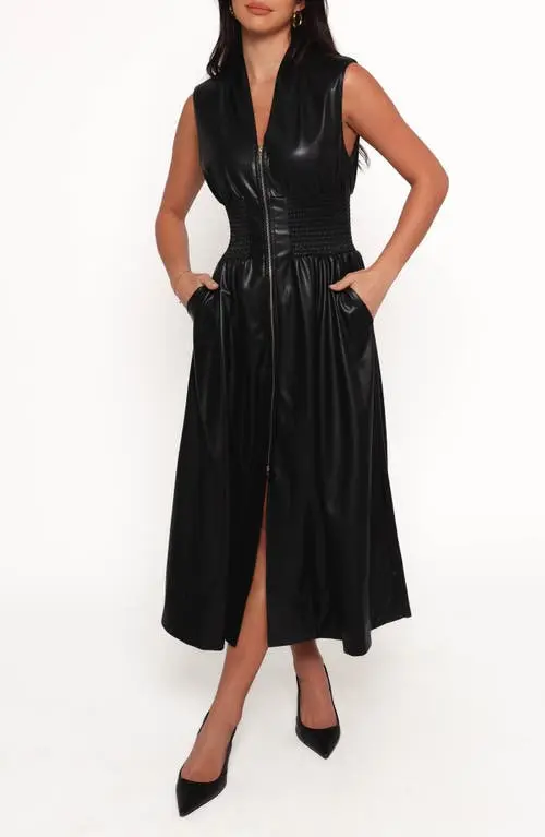 PETAL & PUP Lizzi Faux Leather Midi Dress