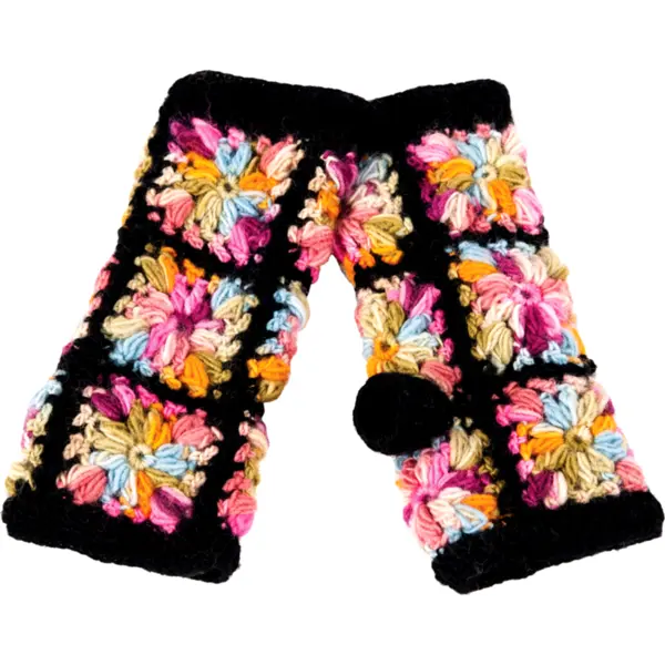 NIRVANNA DESIGNS Crochet Handwarmers - Black Multi