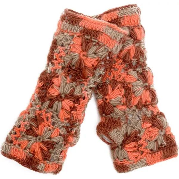 NIRVANNA DESIGNS Crochet Handwarmers - Rust Multi