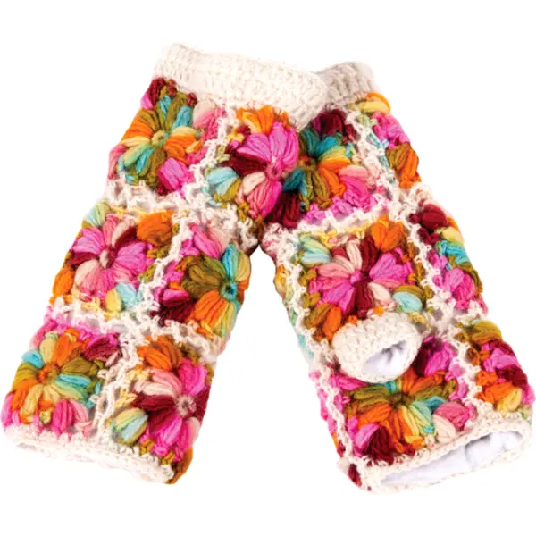 NIRVANNA DESIGNS Crochet Handwarmers - White Multi
