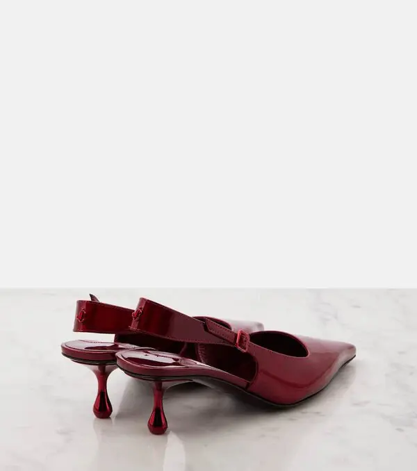 JIMMY CHOO Amel 50 Patent Leather Slingback Pumps - Red