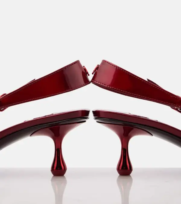 JIMMY CHOO Amel 50 Patent Leather Slingback Pumps - Red