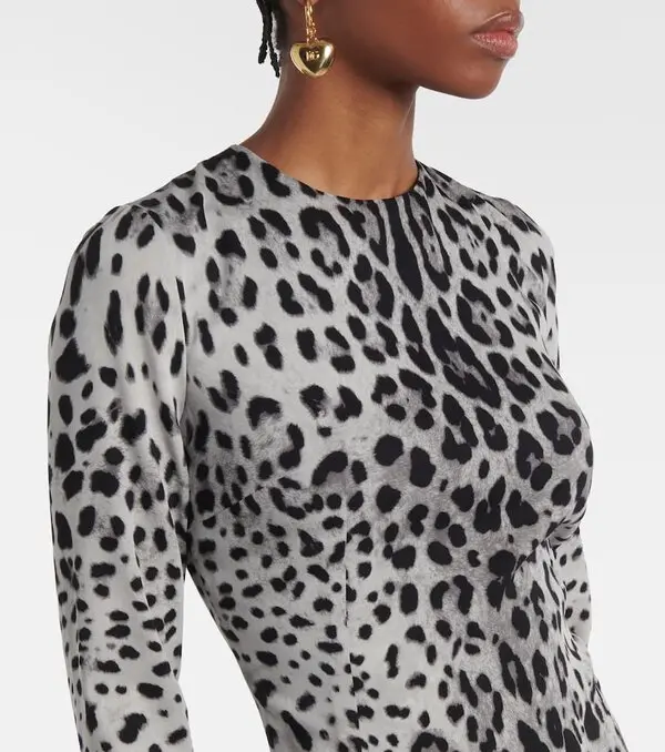 Dolce & Gabbana Leopard-print Silk-blend Midi Dress
