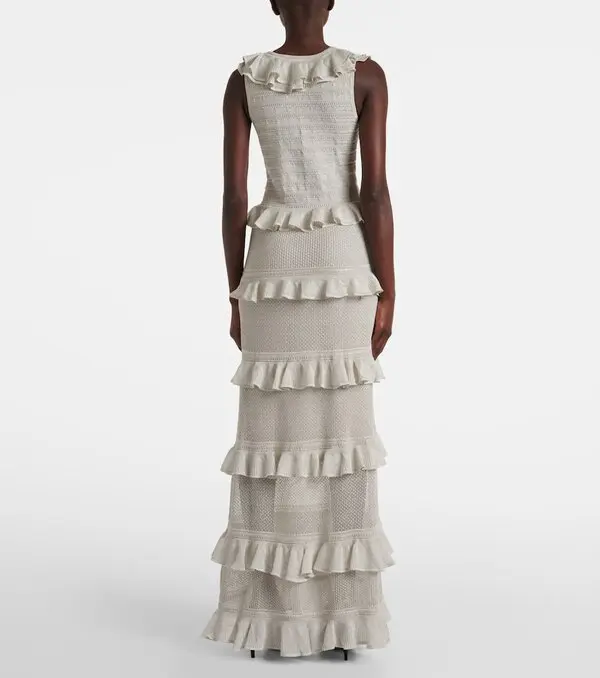 Zimmermann Crush Frilled Knitted Maxi Dress