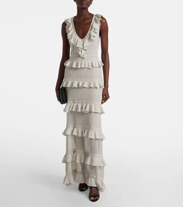 Zimmermann Crush Frilled Knitted Maxi Dress