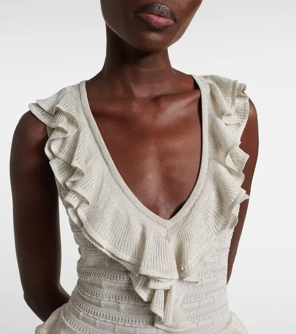 Zimmermann Crush Frilled Knitted Maxi Dress