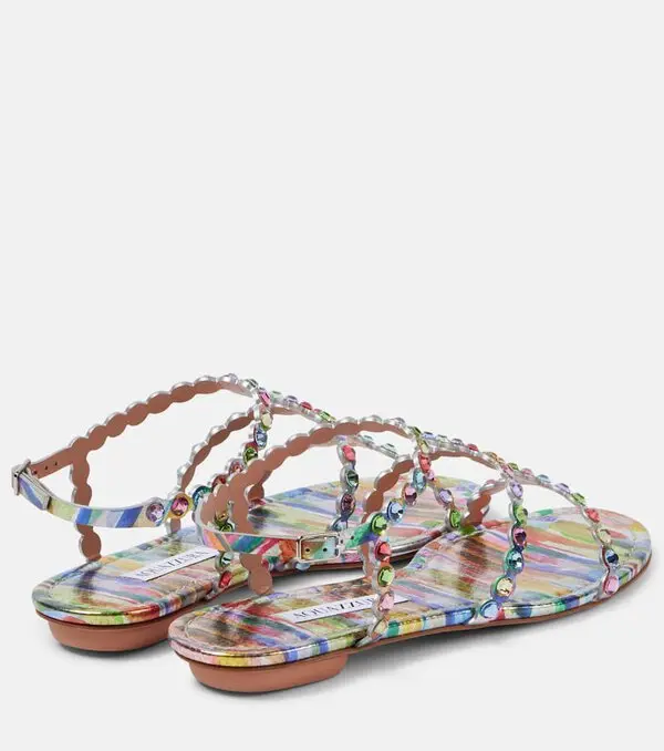 AQUAZZURA Tequila Embellished Leather Sandals