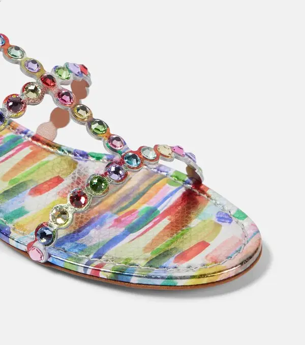 AQUAZZURA Tequila Embellished Leather Sandals