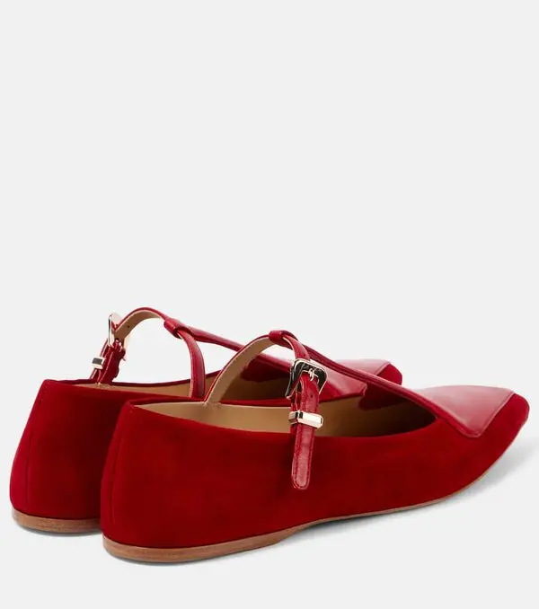 Gabriela Hearst Liv Leather And Suede Mary Jane Flats - Red