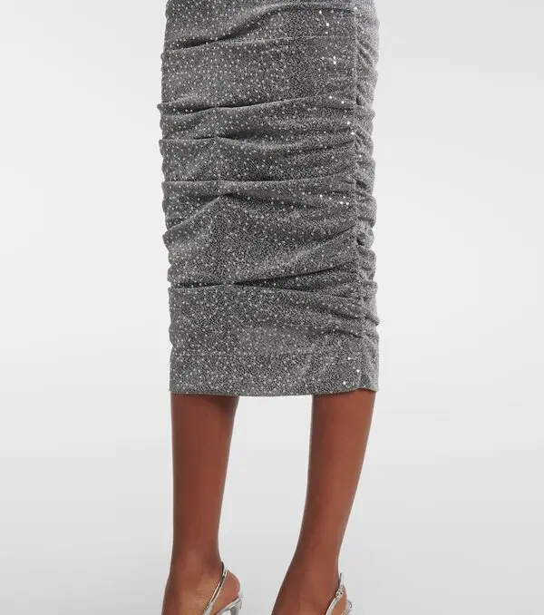 Dolce & Gabbana Sequined Ruched Midi Dress