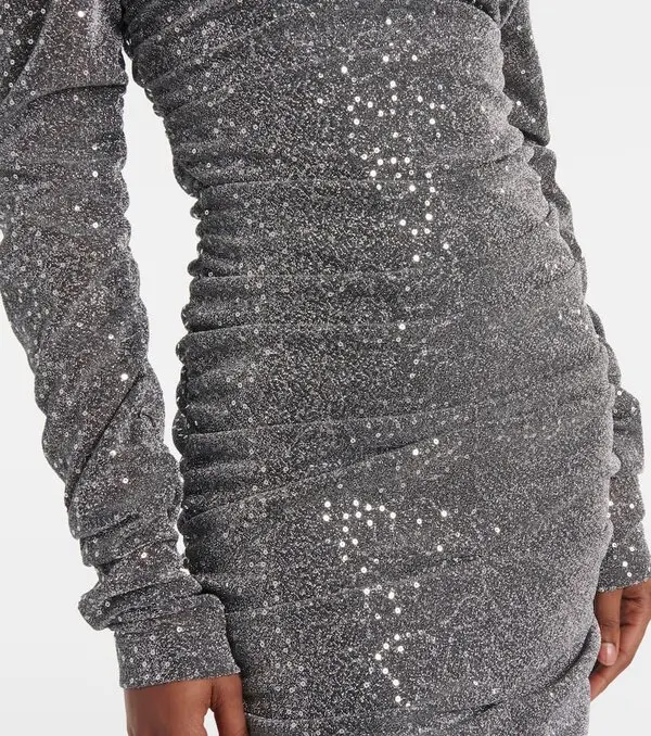 Dolce & Gabbana Sequined Ruched Midi Dress