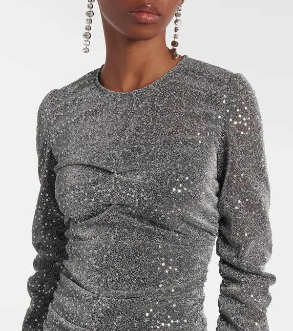 Dolce & Gabbana Sequined Ruched Midi Dress