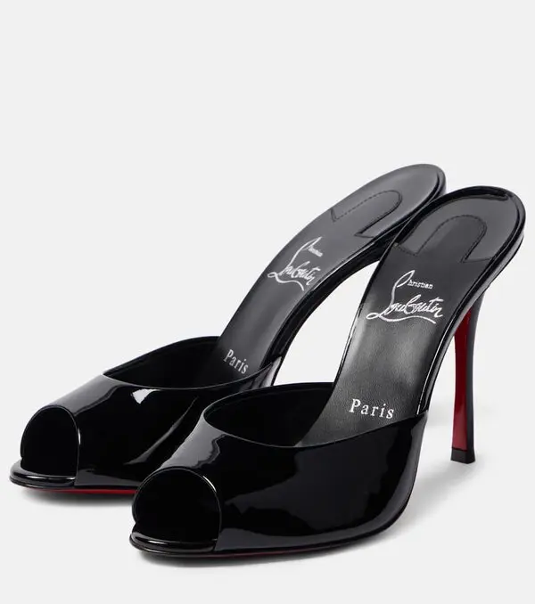 CHRISTIAN LOUBOUTIN Me Dolly 100 Patent Leather Mules - Black