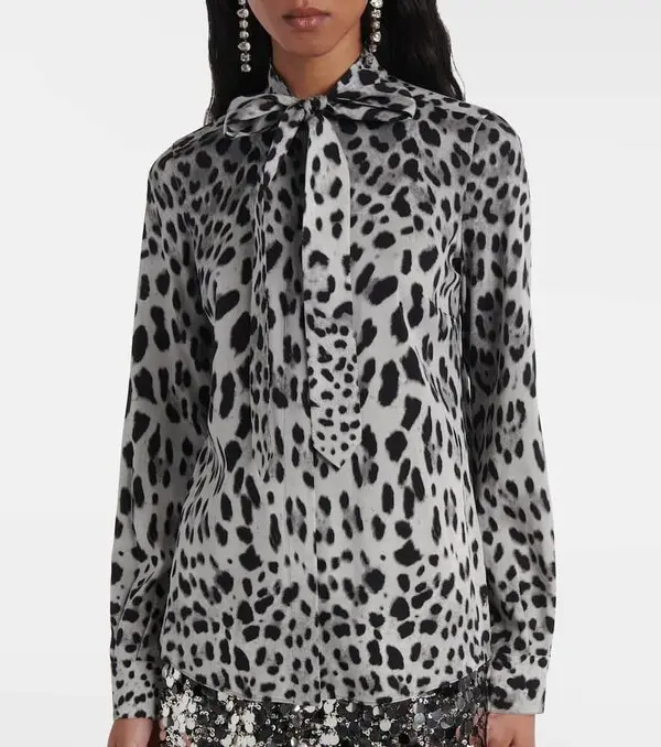 Dolce & Gabbana Leopard-print Silk Blend Blouse