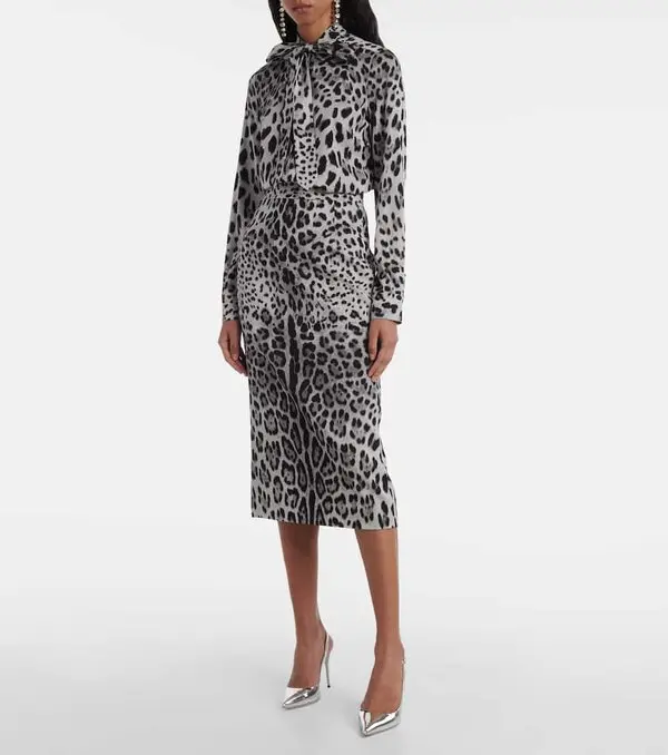 Dolce & Gabbana Leopard-print Silk Blend Blouse