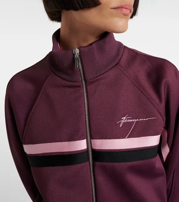 FERRAGAMO Logo Striped Jersey Track Jacket