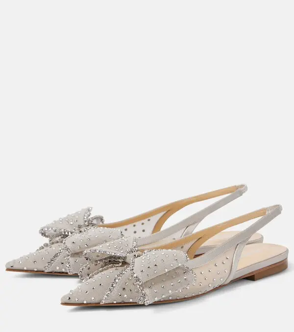 Mach & Mach Cadeau Embellished Ballet Flats - Grey