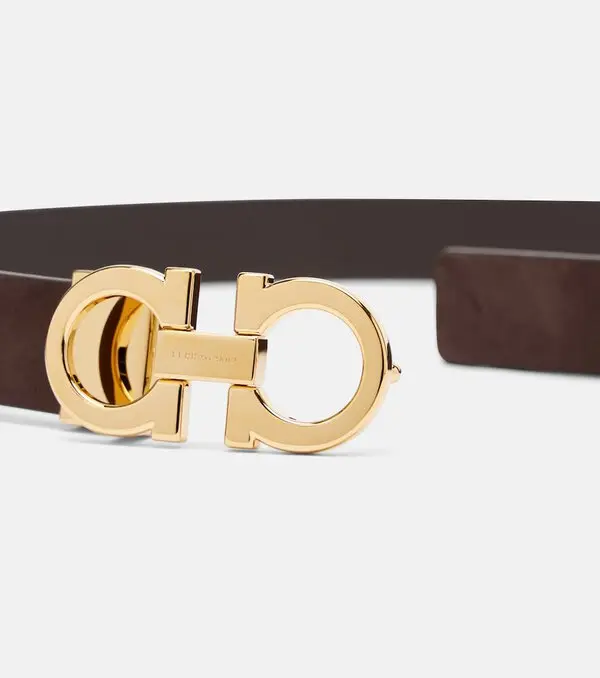 FERRAGAMO Gancio Mediterraneo Leather Belt - Brown