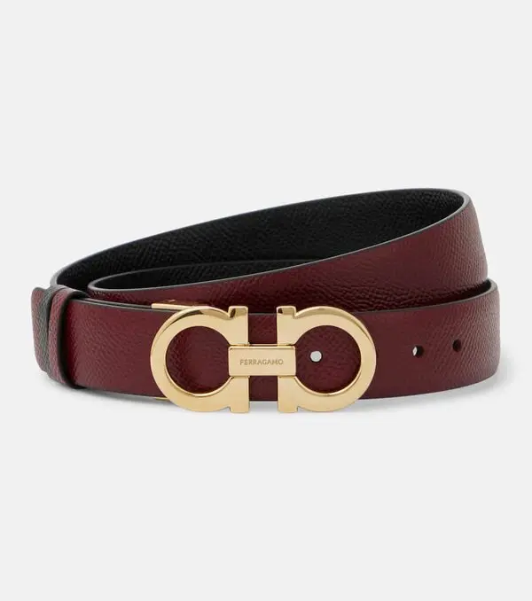 FERRAGAMO Gancio Mediterraneo Leather Belt - Burgundy