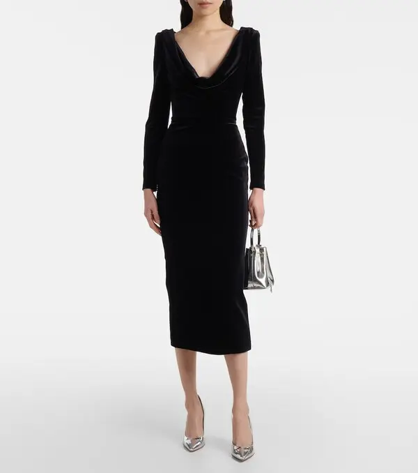 Alex Perry Velvet Corset Dress - Black
