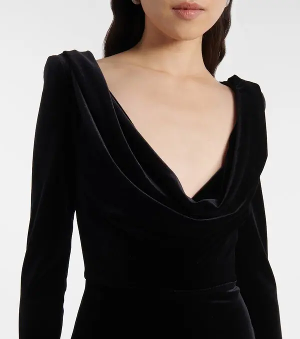 Alex Perry Velvet Corset Dress - Black