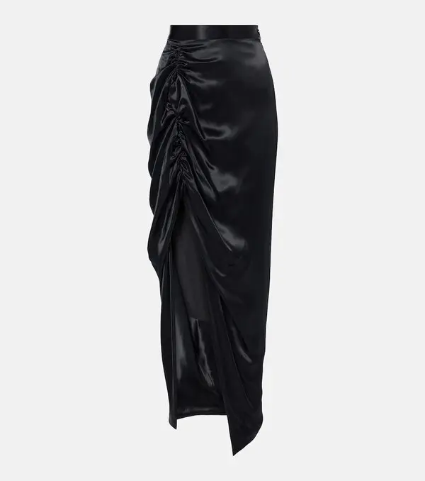 VIVIENNE WESTWOOD Gathered Satin Midi Skirt - Black