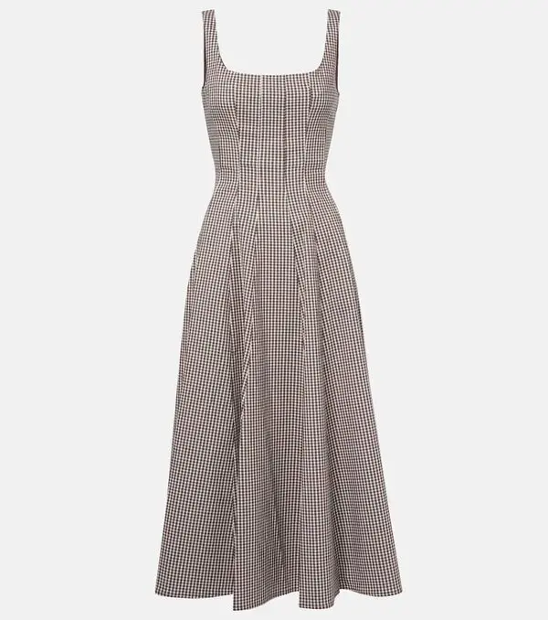 Staud Wells Checked Midi Dress - Multicoloured