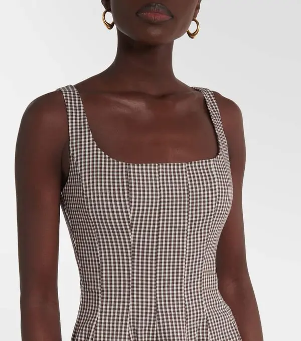 Staud Wells Checked Midi Dress - Multicoloured