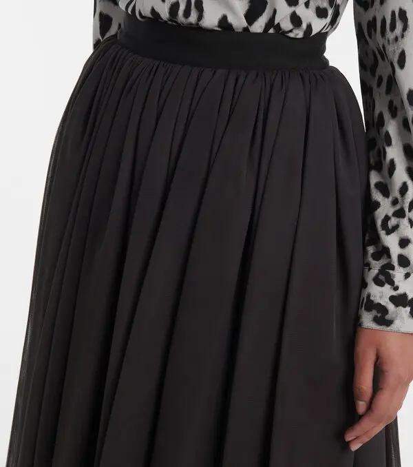Dolce & Gabbana Gathered Tulle Midi Skirt - Grey