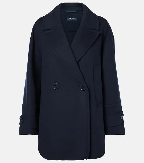 Max Mara Double-breasted Virgin Wool Jacket - Blue