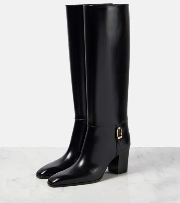 Saint Laurent Julia Leather Knee-high Boots - Black