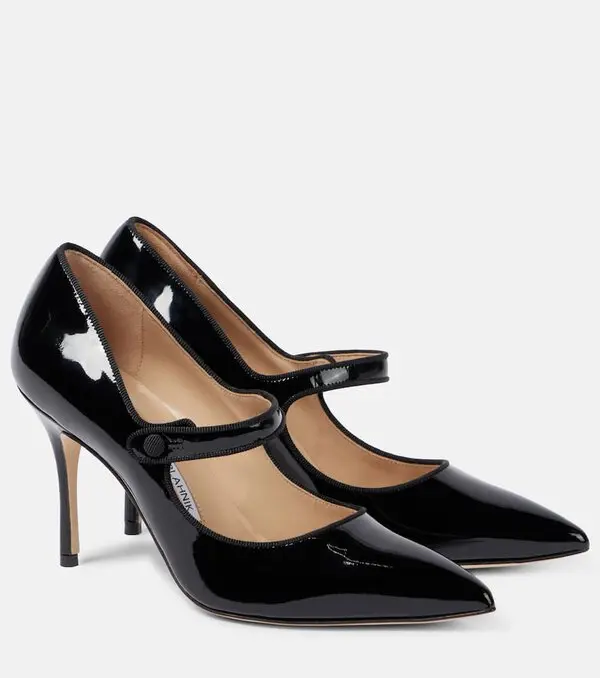 Manolo Blahnik Campari 90 Patent Leather Pumps