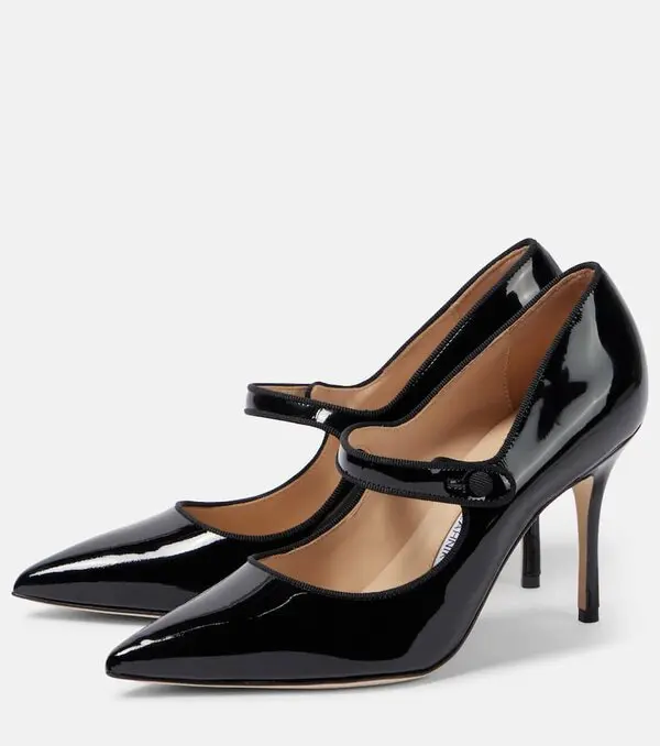 Manolo Blahnik Campari 90 Patent Leather Pumps