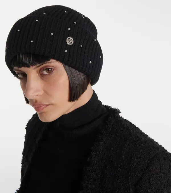 Versace Embellished Wool Beanie