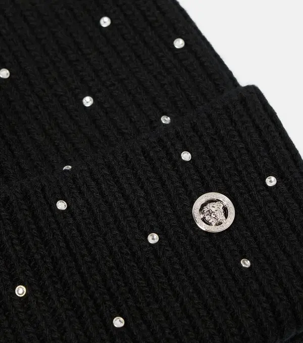 Versace Embellished Wool Beanie