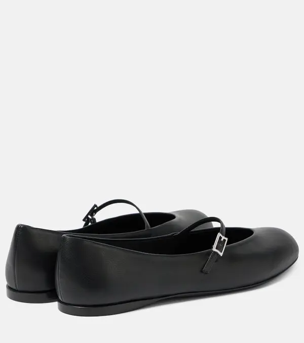 Max Mara Leather Mary Jane Ballet Flats - Black