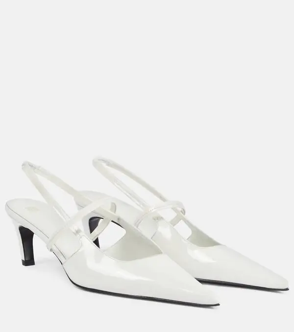 TOTEME Sharp 50 Patent Leather Slingback Pumps - White
