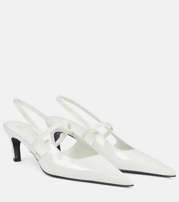 TOTEME Sharp 50 Patent Leather Slingback Pumps - White