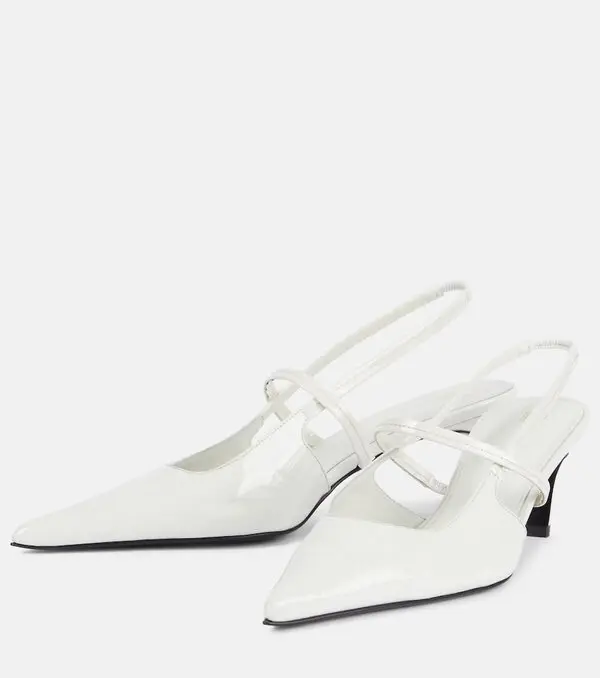TOTEME Sharp 50 Patent Leather Slingback Pumps - White