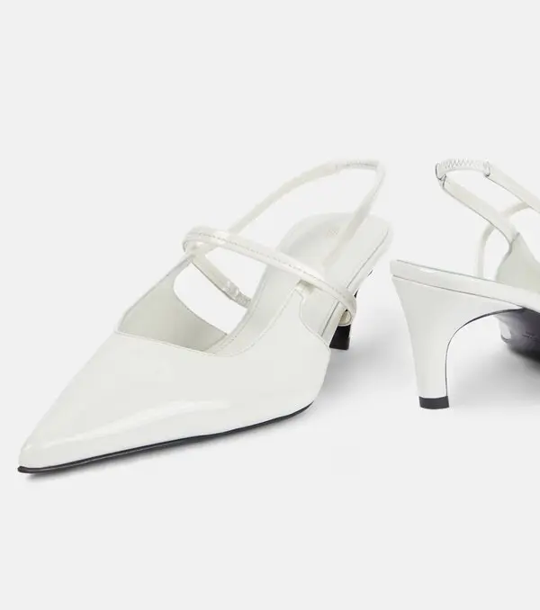TOTEME Sharp 50 Patent Leather Slingback Pumps - White