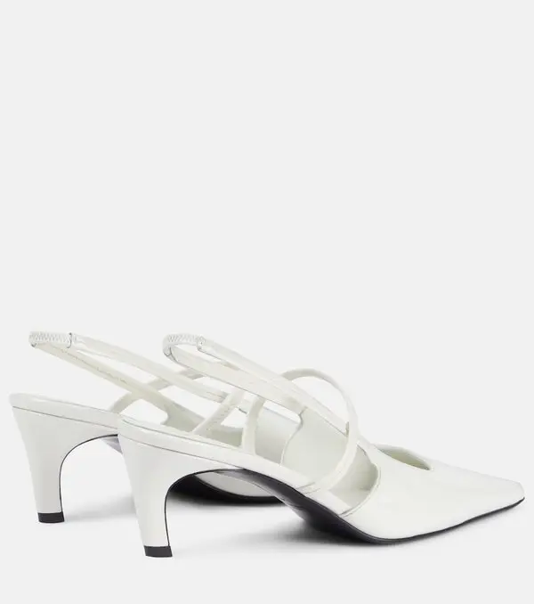 TOTEME Sharp 50 Patent Leather Slingback Pumps - White