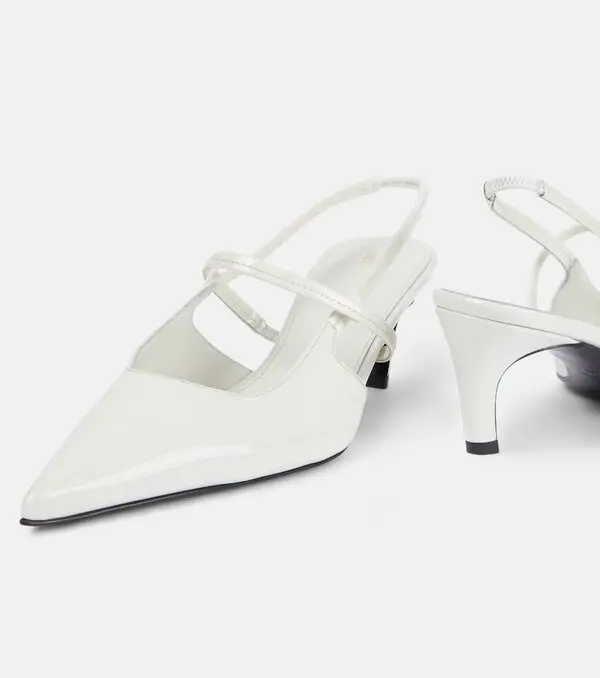 TOTEME Sharp 50 Patent Leather Slingback Pumps - White